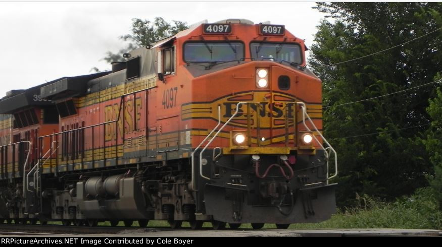 BNSF 4097 GE C44-9W leads Stack Train